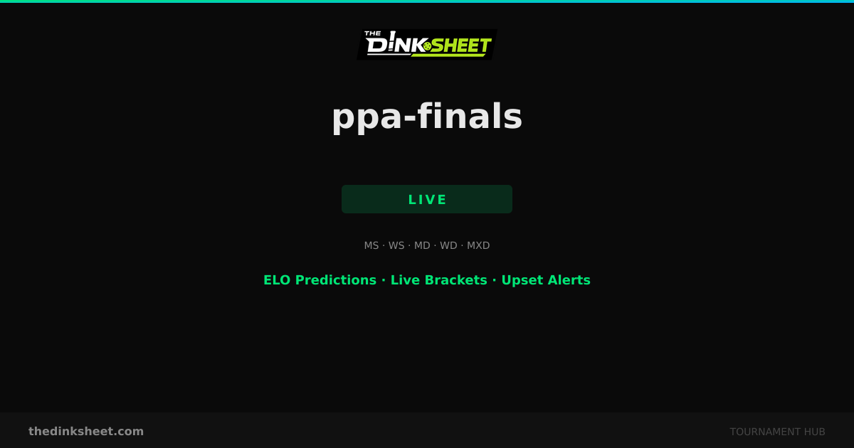 PPA Finals Live Scores, Courts & Match Results | The Dink Sheet